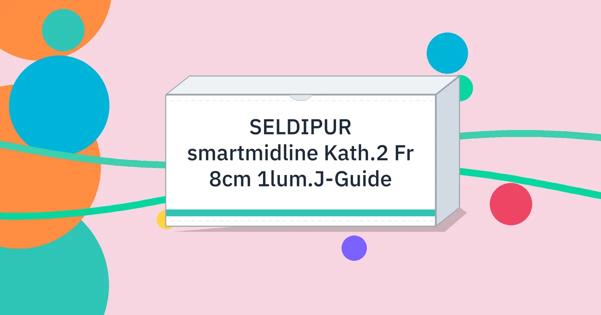 Symbolbild: Packung mit der Aufschrift SELDIPUR smartmidline Kath.2 Fr 8cm 1lum.J-Guide (PZN 15263432) – Verfügbarkeit und Bezug in Apotheken in Frankfurt am Main