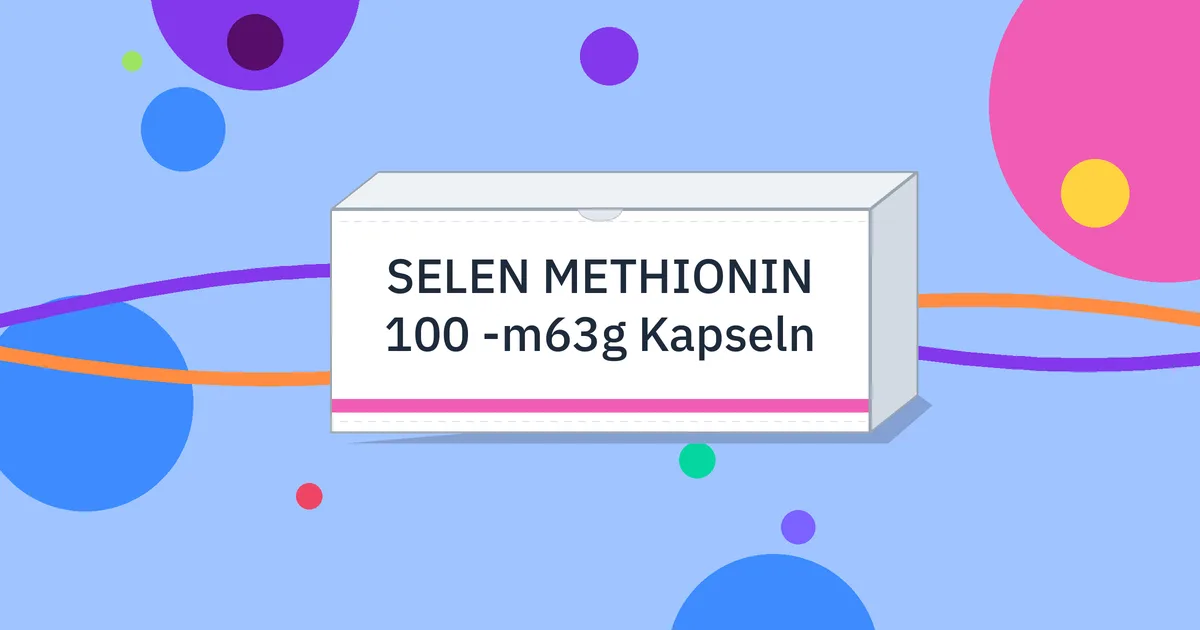 Symbolbild: Packung mit der Aufschrift SELEN METHIONIN 100 -m63g Kapseln (PZN 04870318) – Verfügbarkeit und Bezug in Apotheken in Frankfurt am Main