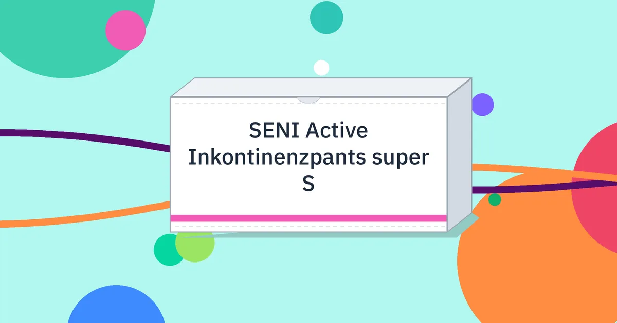 Symbolbild: Packung mit der Aufschrift SENI Active Inkontinenzpants super S (PZN 13475816) – Verfügbarkeit und Bezug in Apotheken in Frankfurt am Main