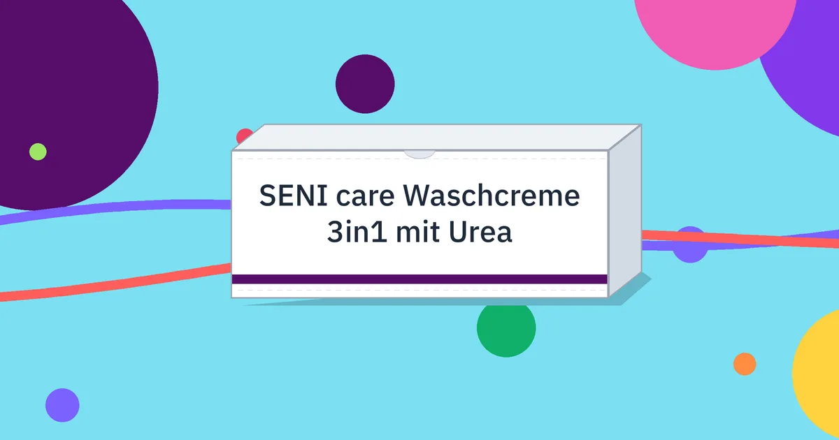 Symbolbild: Packung mit der Aufschrift SENI care Waschcreme 3in1 mit Urea (PZN 16916445) – Verfügbarkeit und Bezug in Apotheken in Frankfurt am Main
