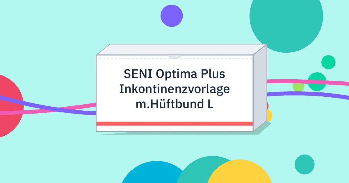 Symbolbild: Packung mit der Aufschrift SENI Optima Plus Inkontinenzvorlage m.Hüftbund L (PZN 03154324) – Verfügbarkeit und Bezug in Apotheken in Frankfurt am Main
