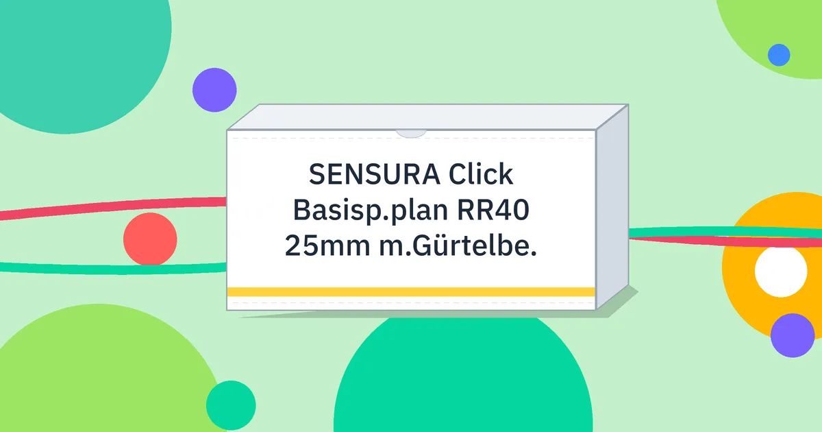Symbolbild: Packung mit der Aufschrift SENSURA Click Basisp.plan RR40 25mm m.Gürtelbe. (PZN 12465371) – Verfügbarkeit und Bezug in Apotheken in Frankfurt am Main