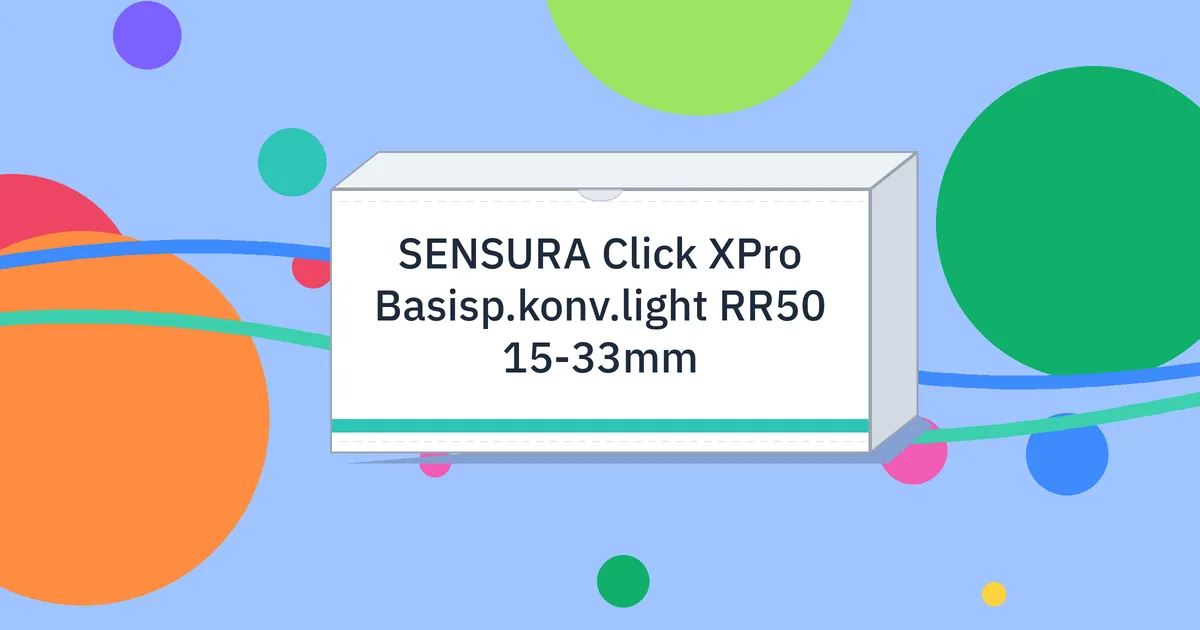 Symbolbild: Packung mit der Aufschrift SENSURA Click XPro Basisp.konv.light RR50 15-33mm (PZN 07212076) – Verfügbarkeit und Bezug in Apotheken in Frankfurt am Main