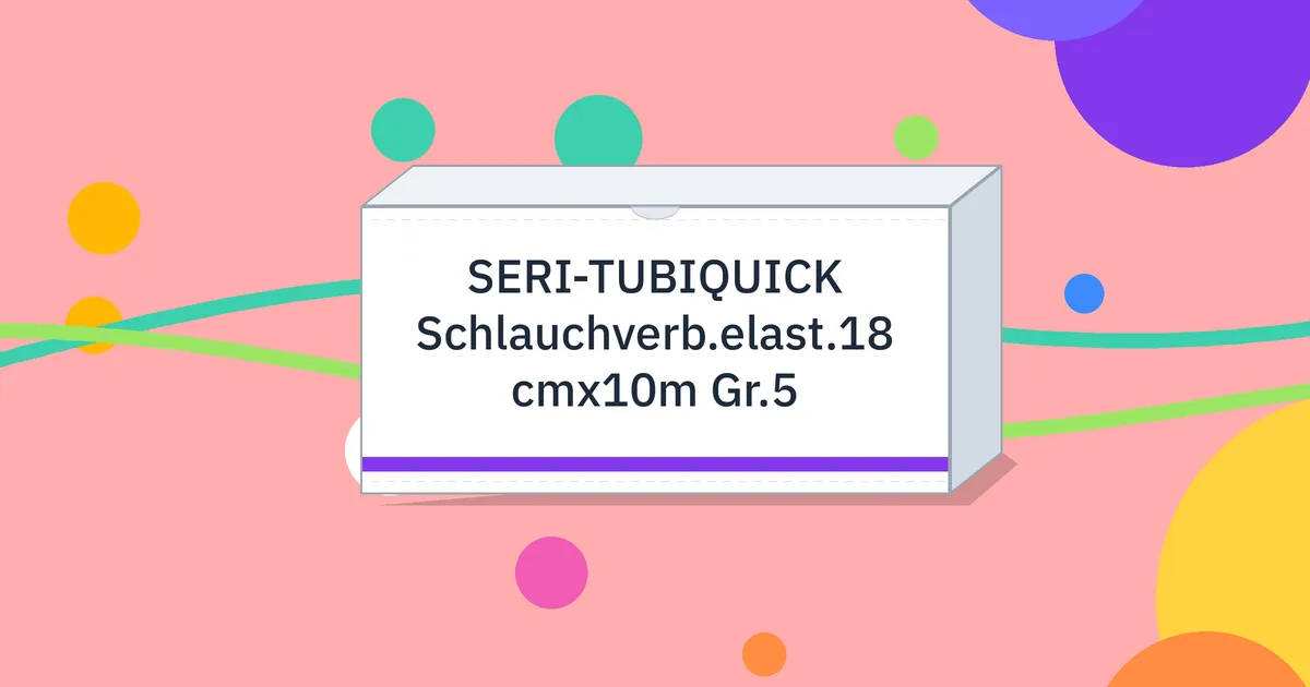 Symbolbild: Packung mit der Aufschrift SERI-TUBIQUICK Schlauchverb.elast.18 cmx10m Gr.5 (PZN 20891679) – Verfügbarkeit und Bezug in Apotheken in Frankfurt am Main