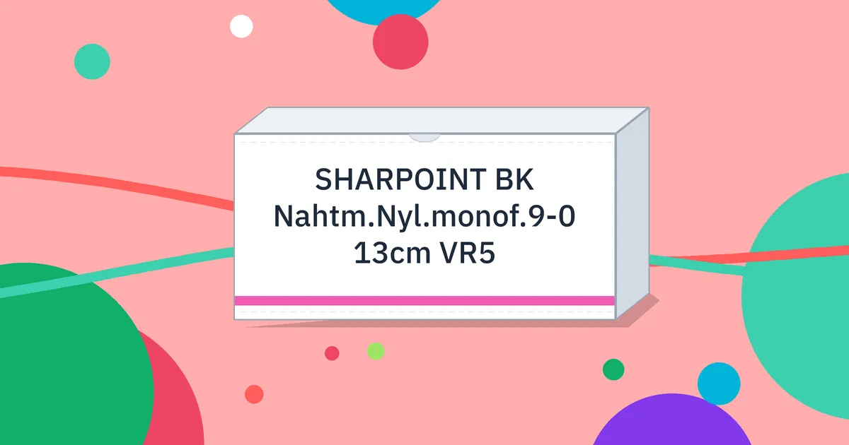 Symbolbild: Packung mit der Aufschrift SHARPOINT BK Nahtm.Nyl.monof.9-0 13cm VR5 (PZN 17983685) – Verfügbarkeit und Bezug in Apotheken in Frankfurt am Main