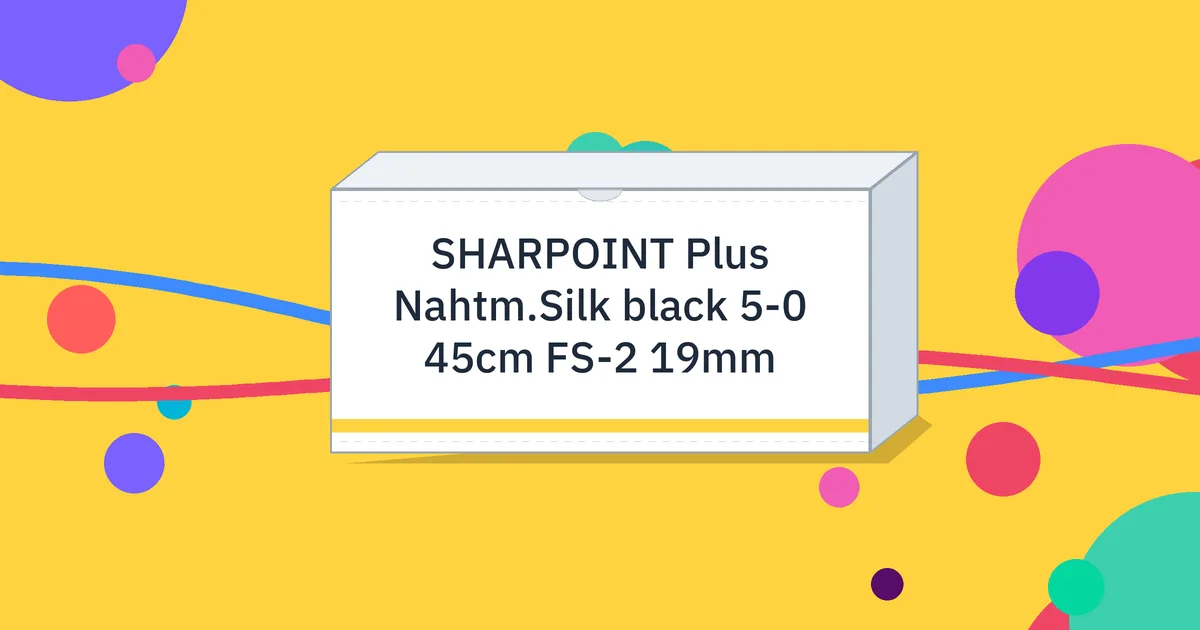 Symbolbild: Packung mit der Aufschrift SHARPOINT Plus Nahtm.Silk black 5-0 45cm FS-2 19mm (PZN 17994542) – Verfügbarkeit und Bezug in Apotheken in Frankfurt am Main