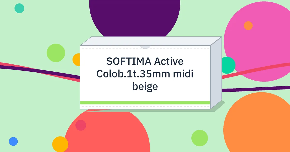 Symbolbild: Packung mit der Aufschrift SOFTIMA Active Colob.1t.35mm midi beige (PZN 09061693) – Verfügbarkeit und Bezug in Apotheken in Frankfurt am Main