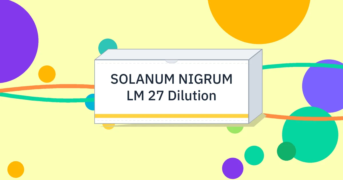 Symbolbild: Packung mit der Aufschrift SOLANUM NIGRUM LM 27 Dilution (PZN 13193035) – Verfügbarkeit und Bezug in Apotheken in Frankfurt am Main