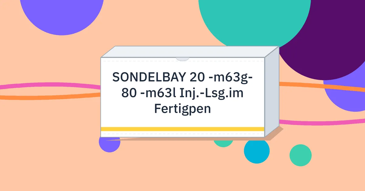 Symbolbild: Packung mit der Aufschrift SONDELBAY 20 -m63g-80 -m63l Inj.-Lsg.im Fertigpen (PZN 19691981) – Verfügbarkeit und Bezug in Apotheken in Frankfurt am Main