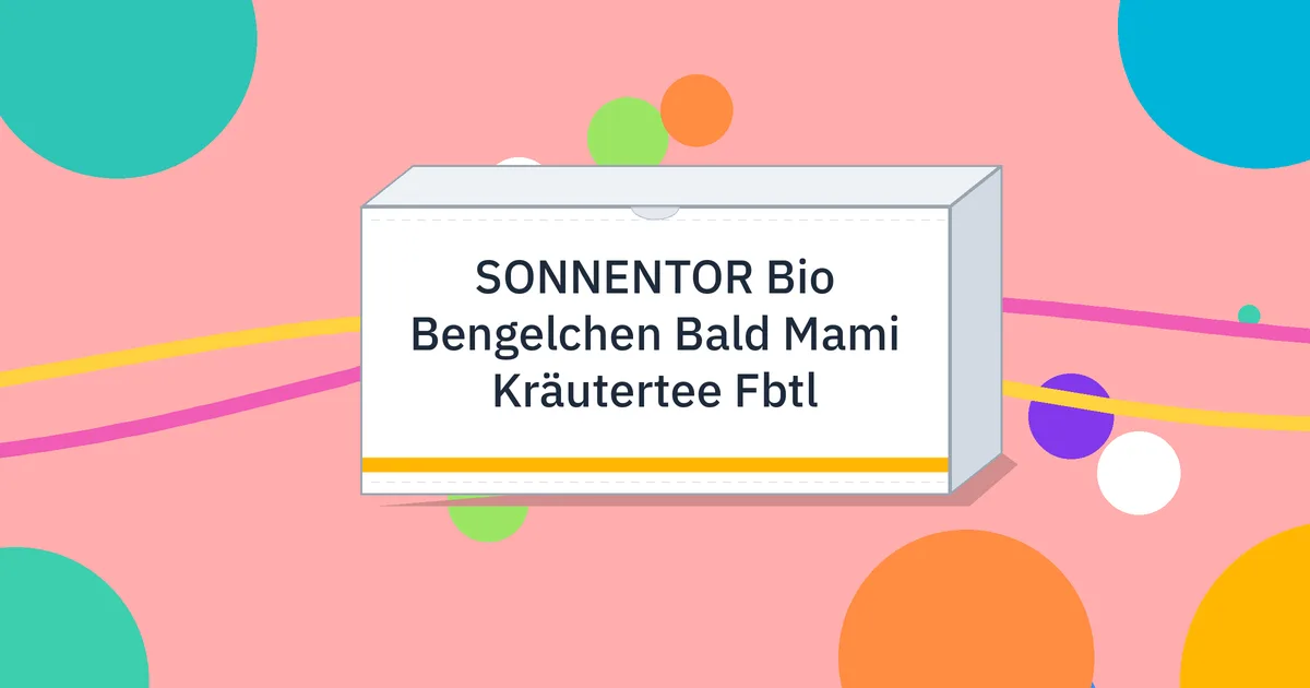 Symbolbild: Packung mit der Aufschrift SONNENTOR Bio Bengelchen Bald Mami Kräutertee Fbtl (PZN 18902335) – Verfügbarkeit und Bezug in Apotheken in Frankfurt am Main
