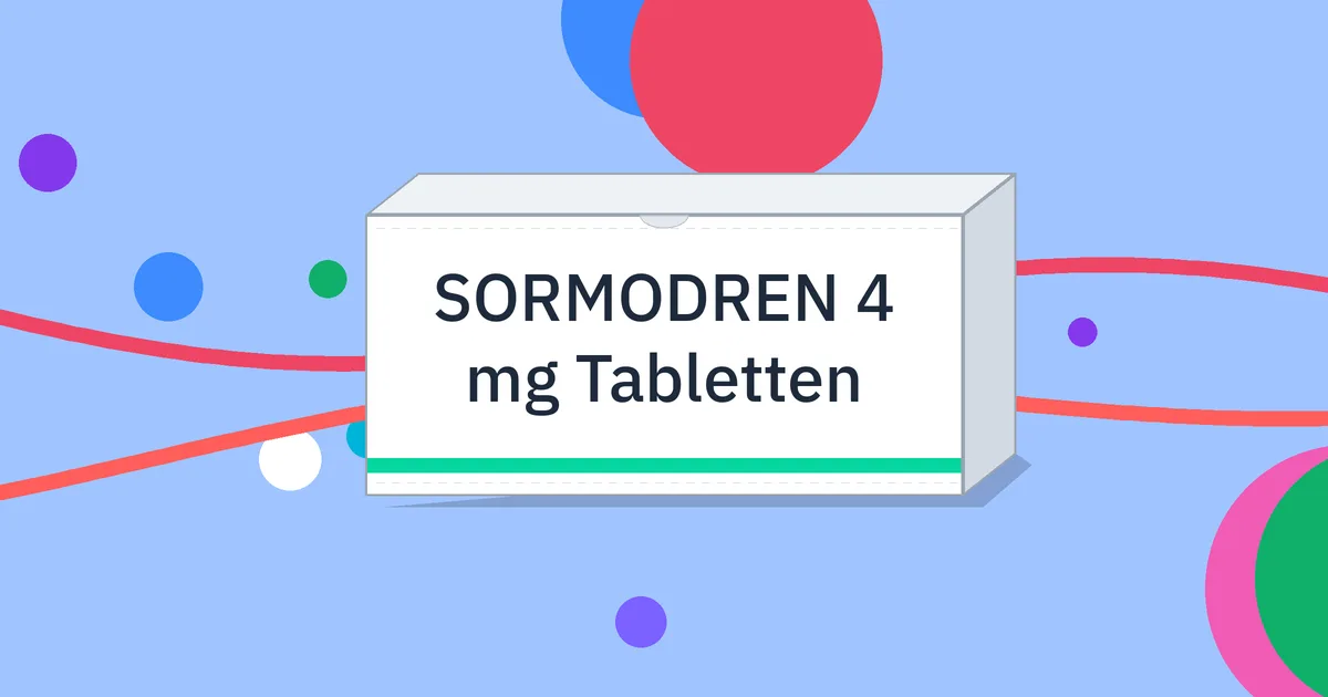 Symbolbild: Packung mit der Aufschrift SORMODREN 4 mg Tabletten (PZN 02182560) – Verfügbarkeit und Bezug in Apotheken in Frankfurt am Main