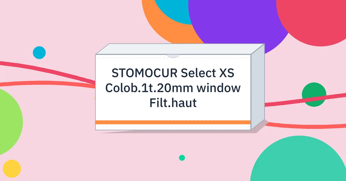 Symbolbild: Packung mit der Aufschrift STOMOCUR Select XS Colob.1t.20mm window Filt.haut (PZN 16852863) – Verfügbarkeit und Bezug in Apotheken in Frankfurt am Main
