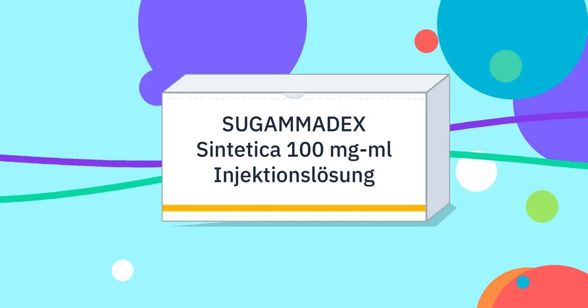 Symbolbild: Packung mit der Aufschrift SUGAMMADEX Sintetica 100 mg-ml Injektionslösung (PZN 19147013) – Verfügbarkeit und Bezug in Apotheken in Frankfurt am Main