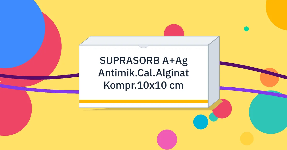 Symbolbild: Packung mit der Aufschrift SUPRASORB A+Ag Antimik.Cal.Alginat Kompr.10x10 cm (PZN 16165217) – Verfügbarkeit und Bezug in Apotheken in Frankfurt am Main