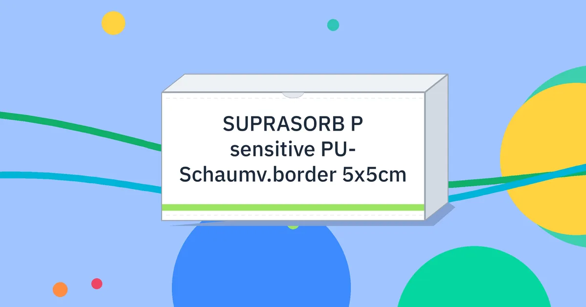Symbolbild: Packung mit der Aufschrift SUPRASORB P sensitive PU-Schaumv.border 5x5cm (PZN 16602480) – Verfügbarkeit und Bezug in Apotheken in Frankfurt am Main