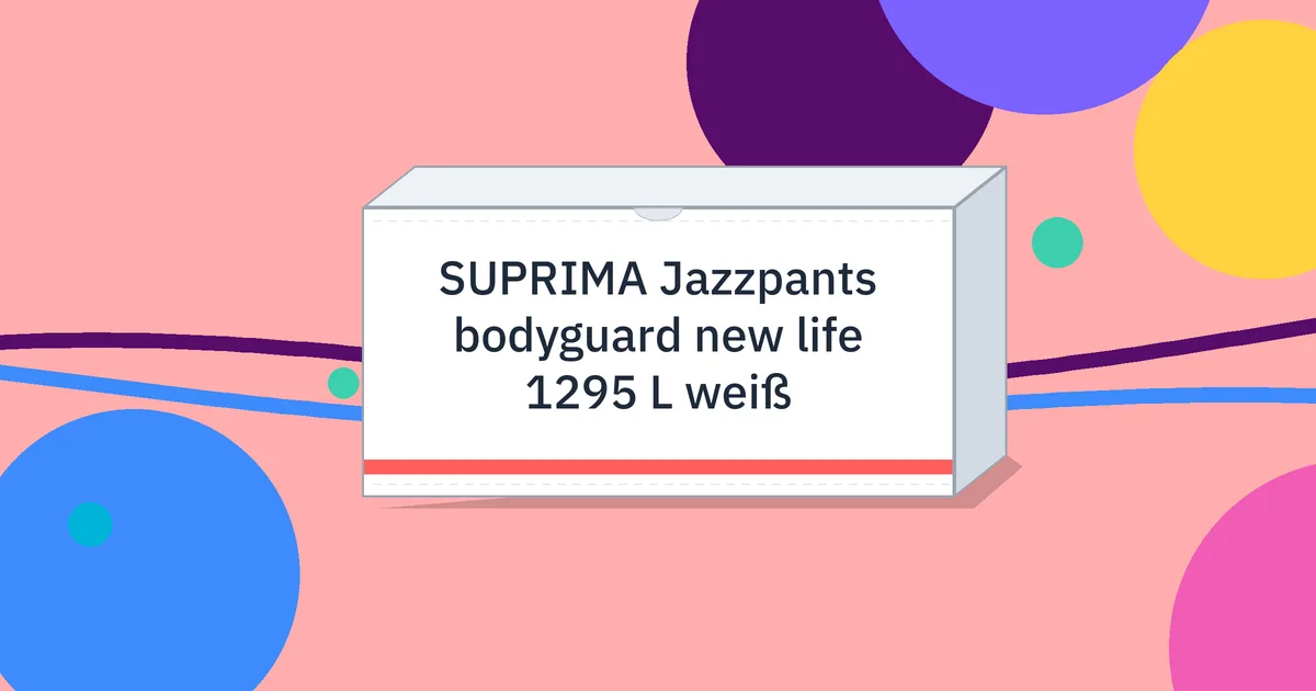 Symbolbild: Packung mit der Aufschrift SUPRIMA Jazzpants bodyguard new life 1295 L weiß (PZN 18401188) – Verfügbarkeit und Bezug in Apotheken in Frankfurt am Main