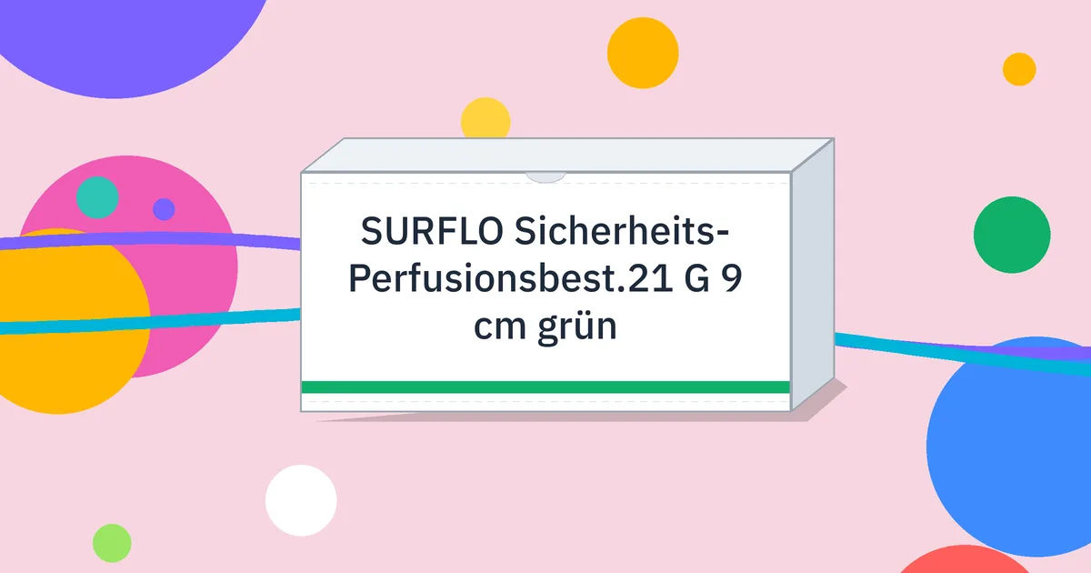 Symbolbild: Packung mit der Aufschrift SURFLO Sicherheits-Perfusionsbest.21 G 9 cm grün (PZN 10143137) – Verfügbarkeit und Bezug in Apotheken in Frankfurt am Main