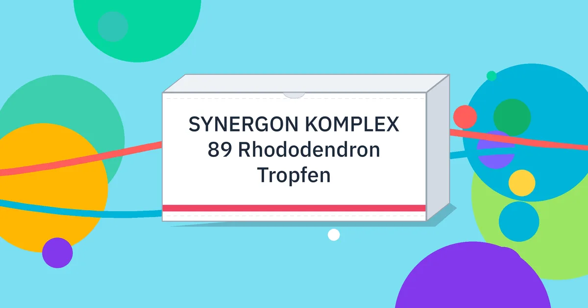 Symbolbild: Packung mit der Aufschrift SYNERGON KOMPLEX 89 Rhododendron Tropfen (PZN 01855844) – Verfügbarkeit und Bezug in Apotheken in Frankfurt am Main