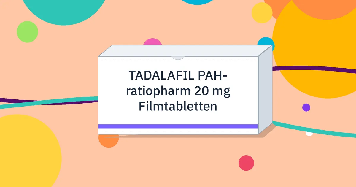 Symbolbild: Packung mit der Aufschrift TADALAFIL PAH-ratiopharm 20 mg Filmtabletten (PZN 13168528) – Verfügbarkeit und Bezug in Apotheken in Frankfurt am Main