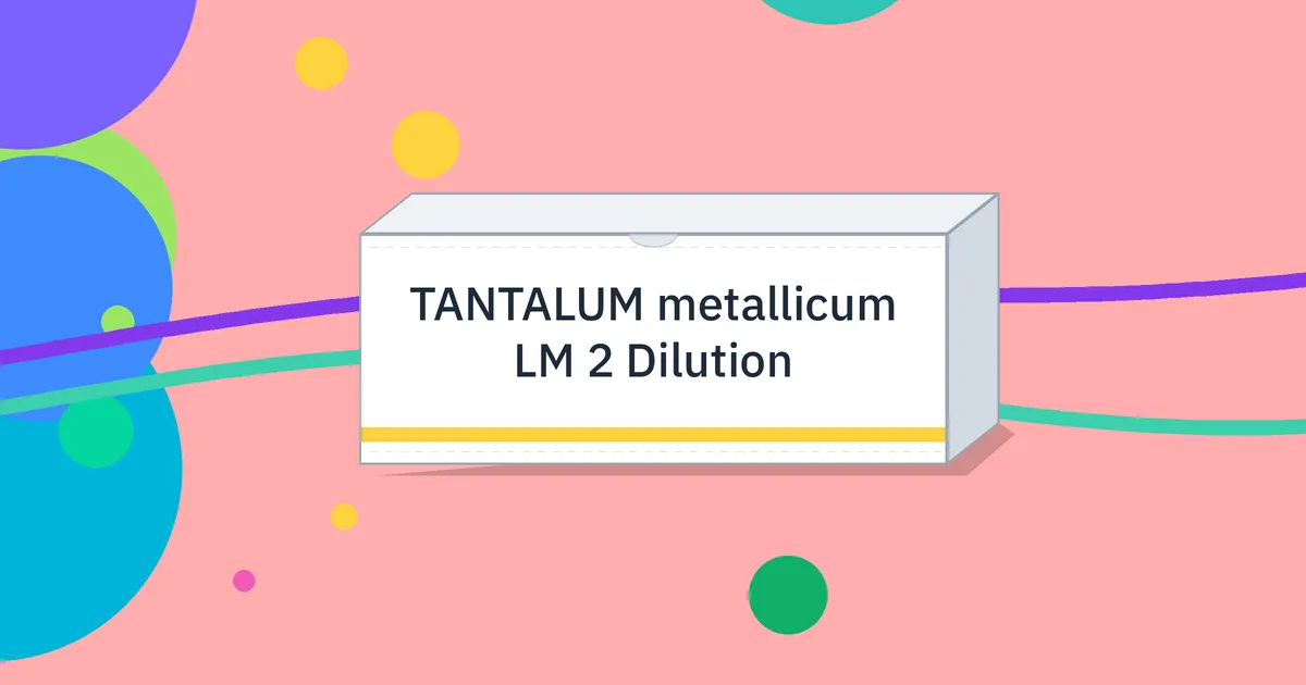 Symbolbild: Packung mit der Aufschrift TANTALUM metallicum LM 2 Dilution (PZN 13213387) – Verfügbarkeit und Bezug in Apotheken in Frankfurt am Main