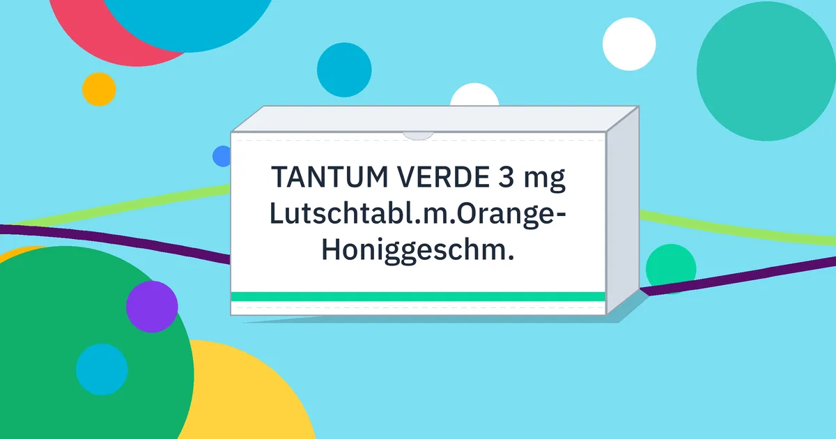 Symbolbild: Packung mit der Aufschrift TANTUM VERDE 3 mg Lutschtabl.m.Orange-Honiggeschm. (PZN 03335557) – Verfügbarkeit und Bezug in Apotheken in Frankfurt am Main