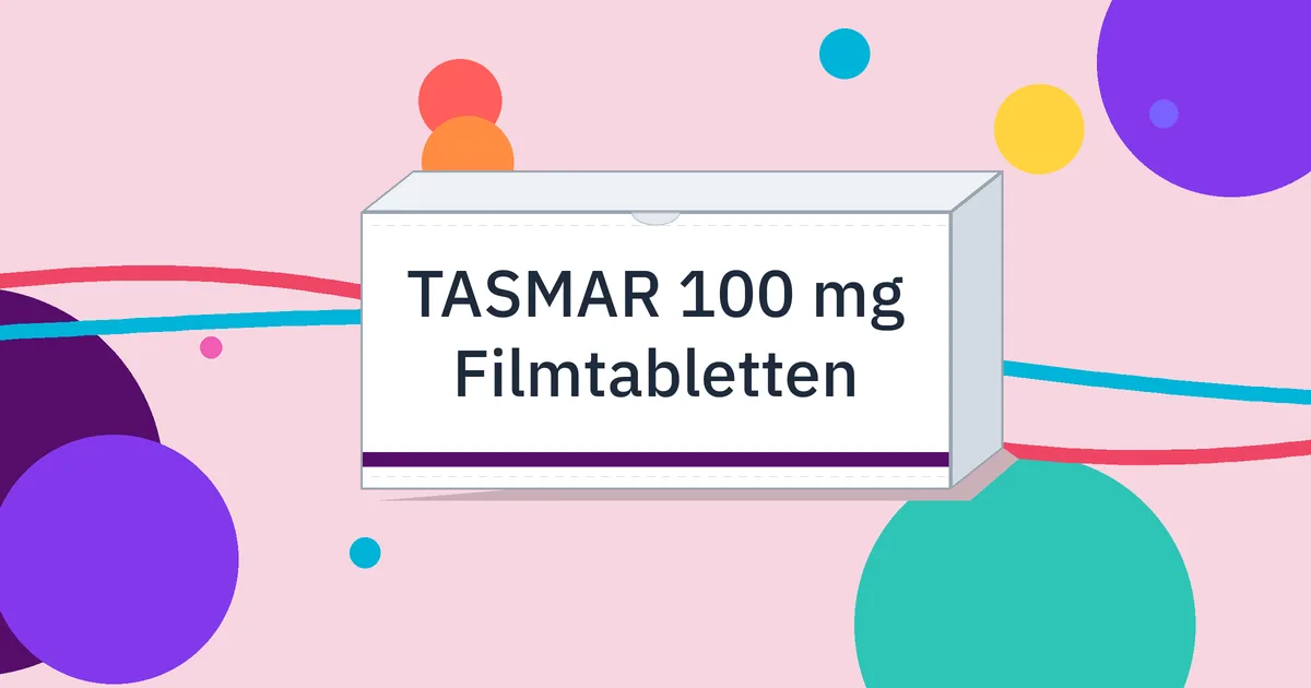 Symbolbild: Packung mit der Aufschrift TASMAR 100 mg Filmtabletten (PZN 00188239) – Verfügbarkeit und Bezug in Apotheken in Frankfurt am Main