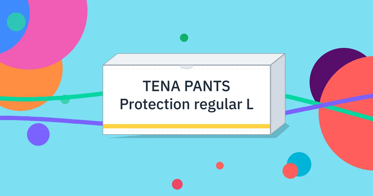 Symbolbild: Packung mit der Aufschrift TENA PANTS Protection regular L (PZN 19297089) – Verfügbarkeit und Bezug in Apotheken in Frankfurt am Main