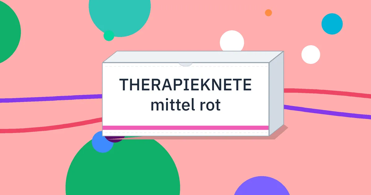Symbolbild: Packung mit der Aufschrift THERAPIEKNETE mittel rot (PZN 15658834) – Verfügbarkeit und Bezug in Apotheken in Frankfurt am Main