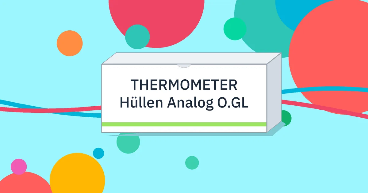 Symbolbild: Packung mit der Aufschrift THERMOMETER Hüllen Analog O.GL (PZN 07107379) – Verfügbarkeit und Bezug in Apotheken in Frankfurt am Main