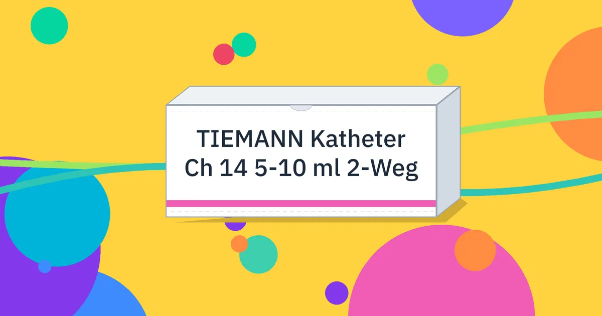 Symbolbild: Packung mit der Aufschrift TIEMANN Katheter Ch 14 5-10 ml 2-Weg (PZN 04366330) – Verfügbarkeit und Bezug in Apotheken in Frankfurt am Main