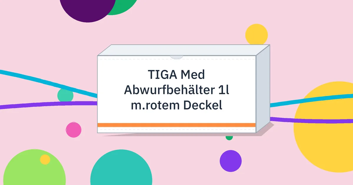 Symbolbild: Packung mit der Aufschrift TIGA Med Abwurfbehälter 1l m.rotem Deckel (PZN 06838974) – Verfügbarkeit und Bezug in Apotheken in Frankfurt am Main