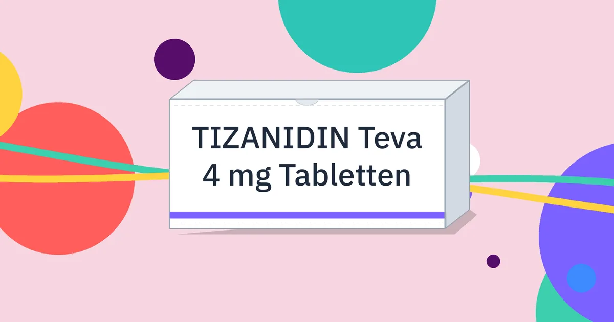 Symbolbild: Packung mit der Aufschrift TIZANIDIN Teva 4 mg Tabletten (PZN 06681202) – Verfügbarkeit und Bezug in Apotheken in Frankfurt am Main