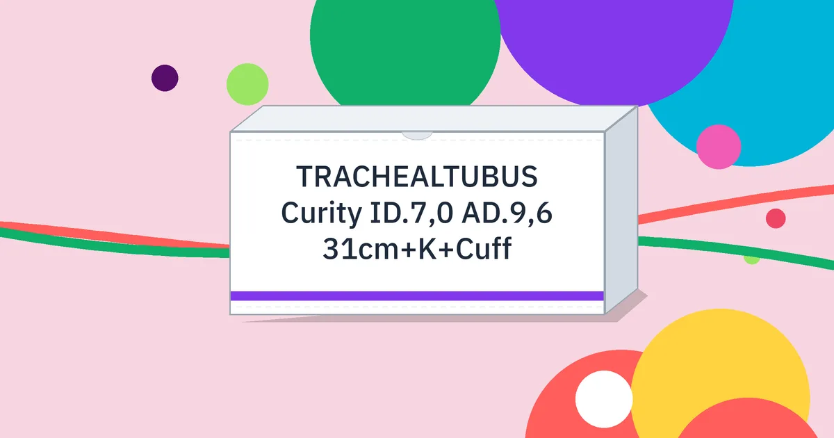Symbolbild: Packung mit der Aufschrift TRACHEALTUBUS Curity ID.7,0 AD.9,6 31cm+K+Cuff (PZN 08885127) – Verfügbarkeit und Bezug in Apotheken in Frankfurt am Main