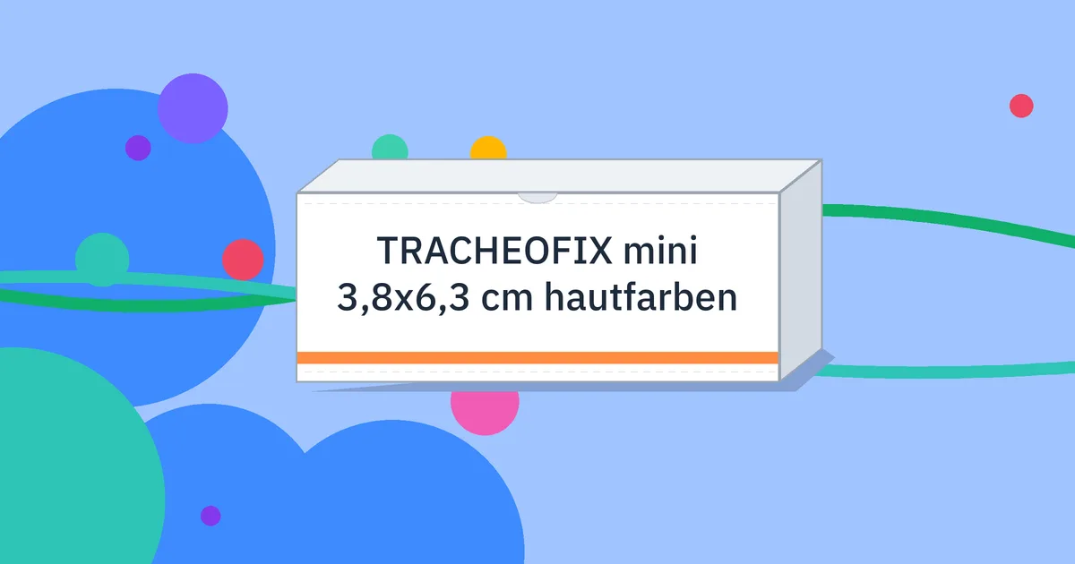 Symbolbild: Packung mit der Aufschrift TRACHEOFIX mini 3,8x6,3 cm hautfarben (PZN 04311151) – Verfügbarkeit und Bezug in Apotheken in Frankfurt am Main