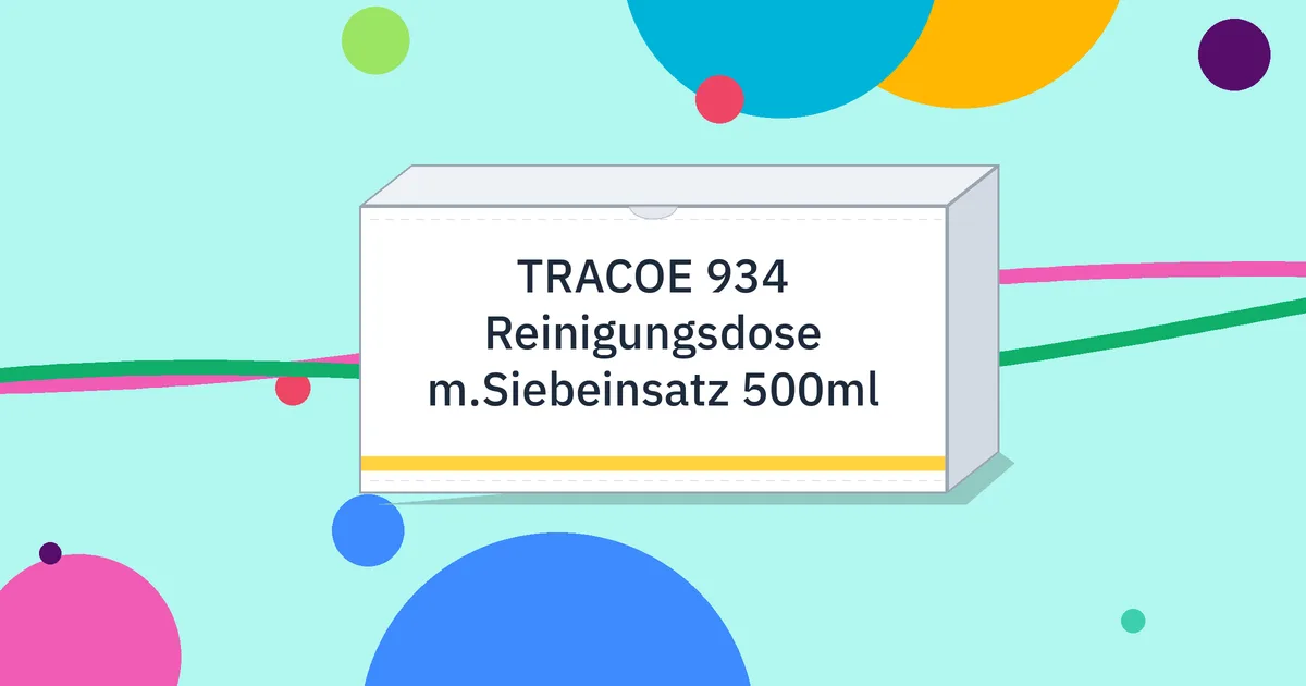Symbolbild: Packung mit der Aufschrift TRACOE 934 Reinigungsdose m.Siebeinsatz 500ml (PZN 02721494) – Verfügbarkeit und Bezug in Apotheken in Frankfurt am Main