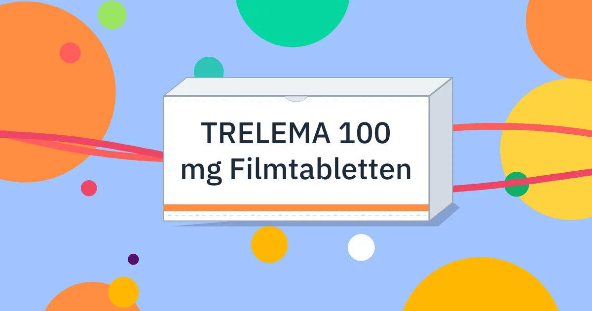 Symbolbild: Packung mit der Aufschrift TRELEMA 100 mg Filmtabletten (PZN 19835813) – Verfügbarkeit und Bezug in Apotheken in Frankfurt am Main