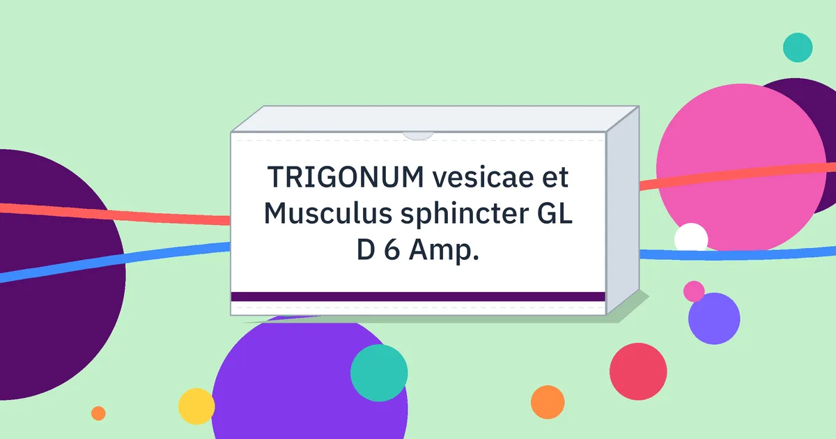 Symbolbild: Packung mit der Aufschrift TRIGONUM vesicae et Musculus sphincter GL D 6 Amp. (PZN 03661133) – Verfügbarkeit und Bezug in Apotheken in Frankfurt am Main