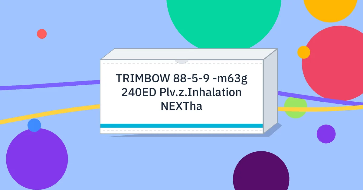 Symbolbild: Packung mit der Aufschrift TRIMBOW 88-5-9 -m63g 240ED Plv.z.Inhalation NEXTha (PZN 20177427) – Verfügbarkeit und Bezug in Apotheken in Frankfurt am Main