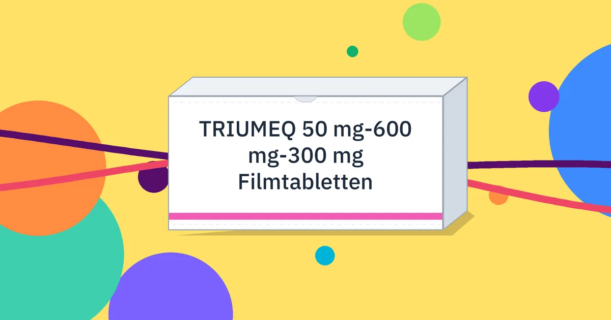 Symbolbild: Packung mit der Aufschrift TRIUMEQ 50 mg-600 mg-300 mg Filmtabletten (PZN 18039468) – Verfügbarkeit und Bezug in Apotheken in Frankfurt am Main