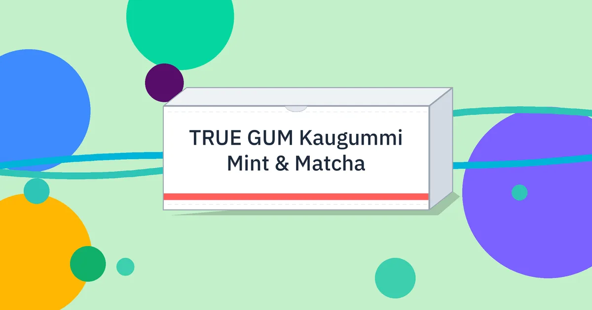 Symbolbild: Packung mit der Aufschrift TRUE GUM Kaugummi Mint & Matcha (PZN 16319436) – Verfügbarkeit und Bezug in Apotheken in Frankfurt am Main