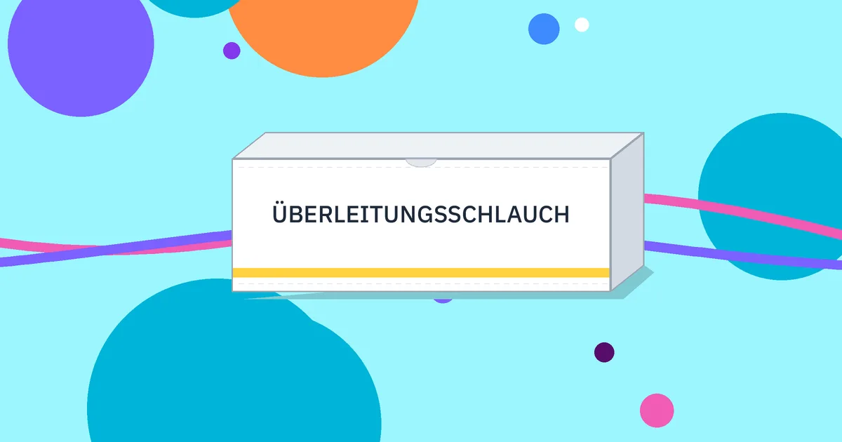 Symbolbild: Packung mit der Aufschrift ÜBERLEITUNGSSCHLAUCH (PZN 01540750) – Verfügbarkeit und Bezug in Apotheken in Frankfurt am Main