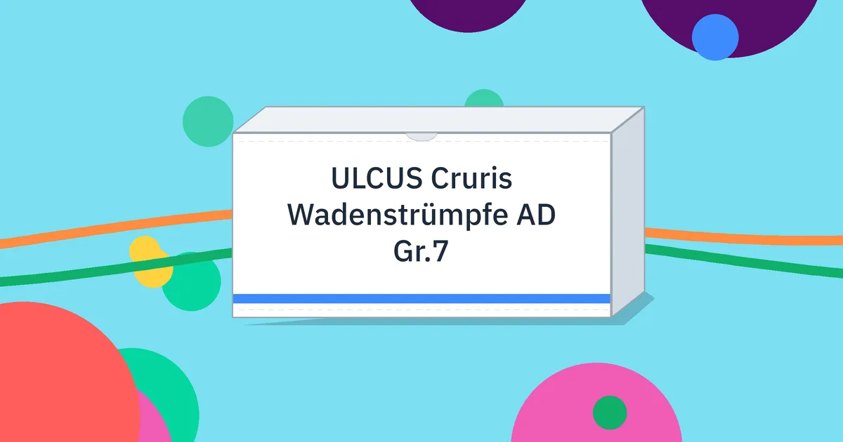 Symbolbild: Packung mit der Aufschrift ULCUS Cruris Wadenstrümpfe AD Gr.7 (PZN 18779840) – Verfügbarkeit und Bezug in Apotheken in Frankfurt am Main