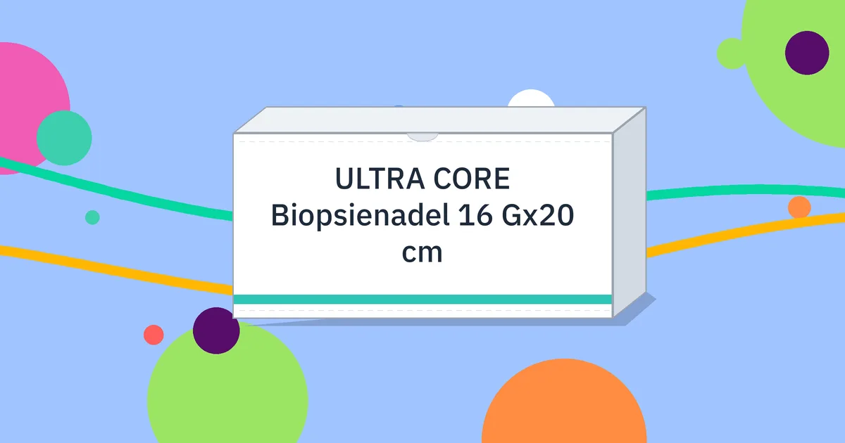 Symbolbild: Packung mit der Aufschrift ULTRA CORE Biopsienadel 16 Gx20 cm (PZN 06767872) – Verfügbarkeit und Bezug in Apotheken in Frankfurt am Main