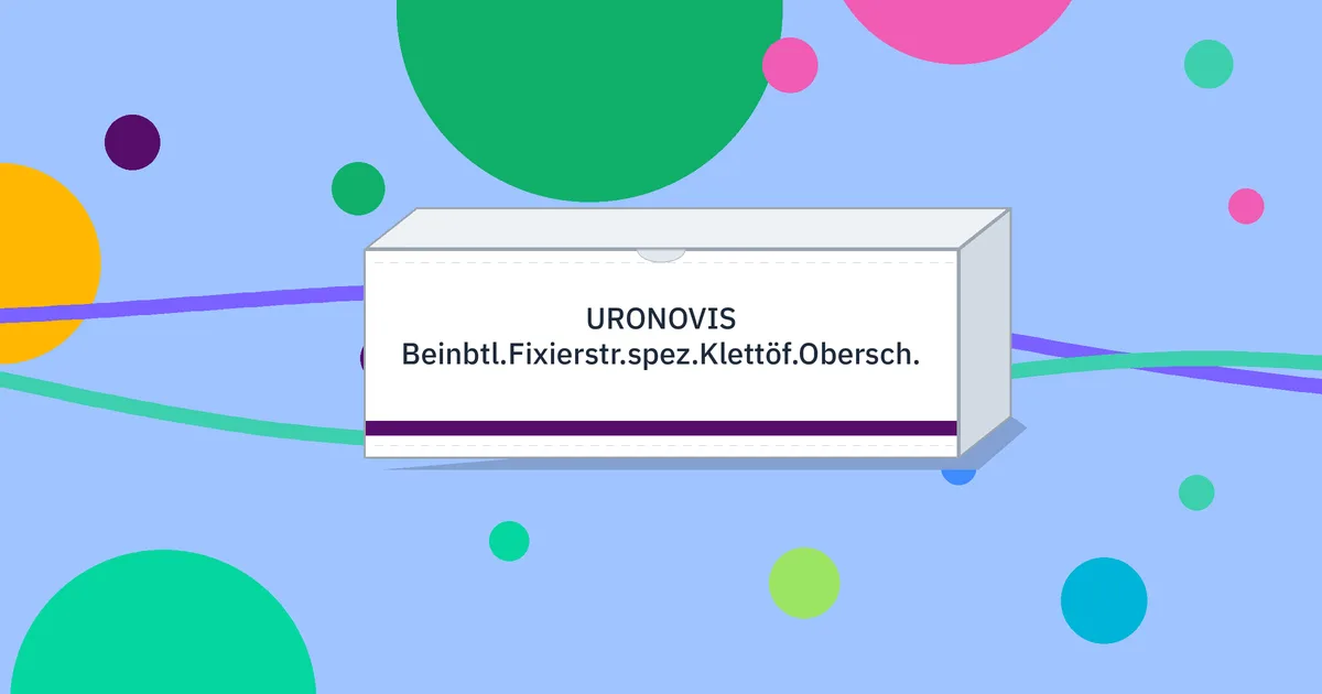 Symbolbild: Packung mit der Aufschrift URONOVIS Beinbtl.Fixierstr.spez.Klettöf.Obersch. (PZN 02352482) – Verfügbarkeit und Bezug in Apotheken in Frankfurt am Main