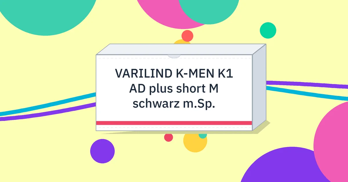 Symbolbild: Packung mit der Aufschrift VARILIND K-MEN K1 AD plus short M schwarz m.Sp. (PZN 20569216) – Verfügbarkeit und Bezug in Apotheken in Frankfurt am Main