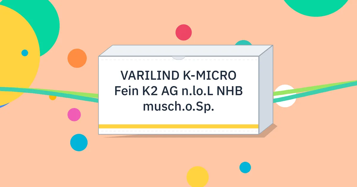 Symbolbild: Packung mit der Aufschrift VARILIND K-MICRO Fein K2 AG n.lo.L NHB musch.o.Sp. (PZN 20557124) – Verfügbarkeit und Bezug in Apotheken in Frankfurt am Main