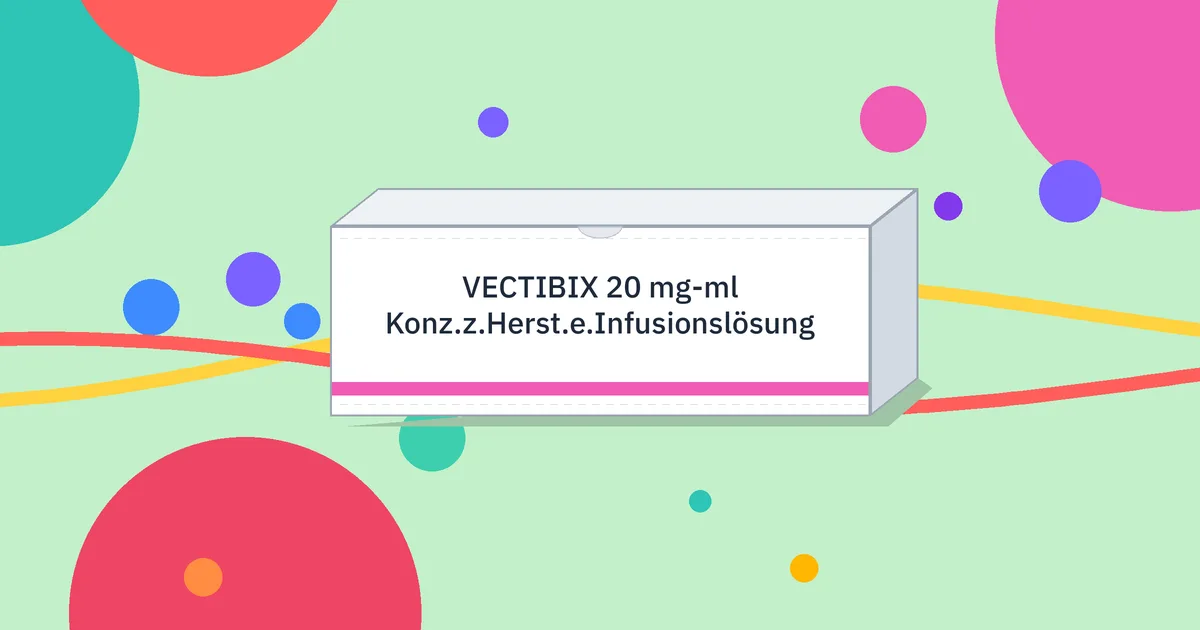 Symbolbild: Packung mit der Aufschrift VECTIBIX 20 mg-ml Konz.z.Herst.e.Infusionslösung (PZN 15993308) – Verfügbarkeit und Bezug in Apotheken in Frankfurt am Main