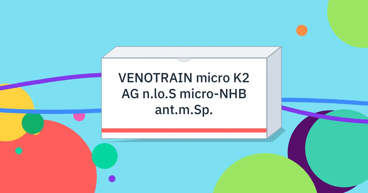Symbolbild: Packung mit der Aufschrift VENOTRAIN micro K2 AG n.lo.S micro-NHB ant.m.Sp. (PZN 16067259) – Verfügbarkeit und Bezug in Apotheken in Frankfurt am Main