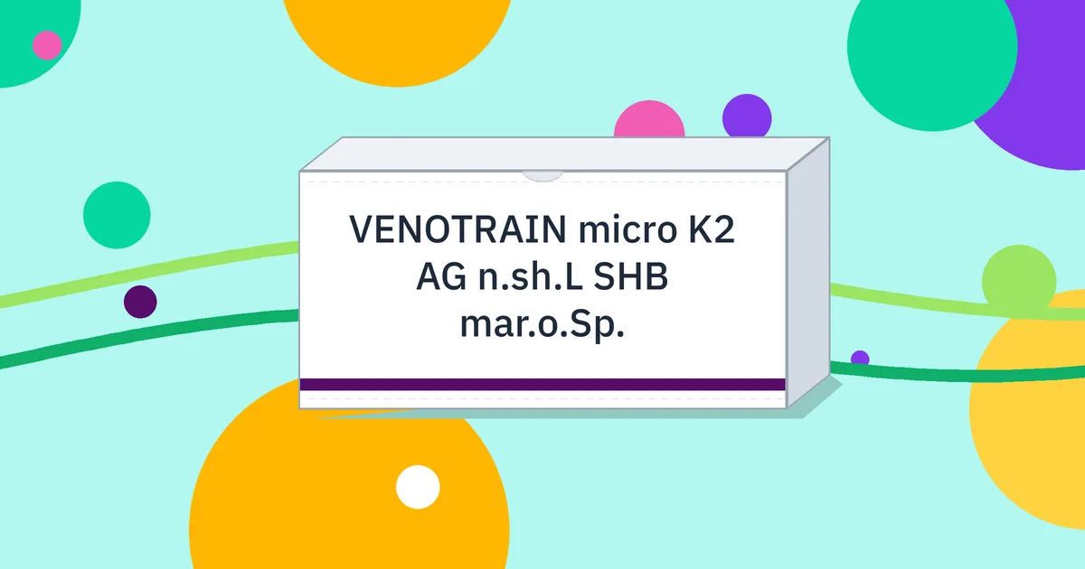 Symbolbild: Packung mit der Aufschrift VENOTRAIN micro K2 AG n.sh.L SHB mar.o.Sp. (PZN 06323017) – Verfügbarkeit und Bezug in Apotheken in Frankfurt am Main