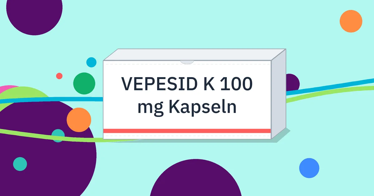 Symbolbild: Packung mit der Aufschrift VEPESID K 100 mg Kapseln (PZN 02257401) – Verfügbarkeit und Bezug in Apotheken in Frankfurt am Main